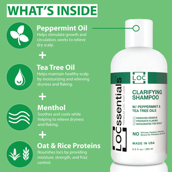 Clarifying Shampoo w/ Peppermint & Tea Tree Oils – LOCssentials